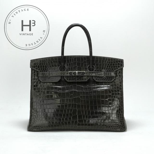 エルメス HERMES バーキン35 バーキン 35 バッグ トートバッグ ポロサス クロコダイル グラファイト グレー シルバー金具