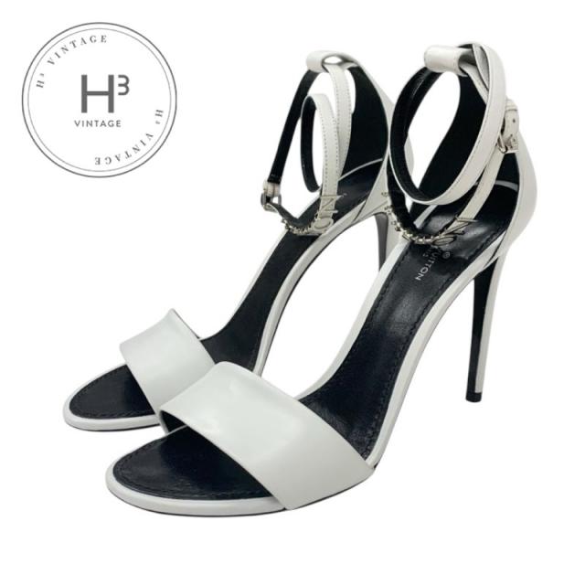 ルイヴィトン LOUIS VUITTON サンダル 靴 シューズ レザー ホワイト 白 シルバー ロゴ ストラップ