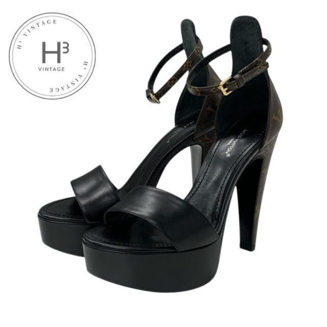 ルイヴィトン LOUIS VUITTON アフターグローライン モノグラム サンダル 靴 シューズ レザー ブラック ブラウン 黒 未使用