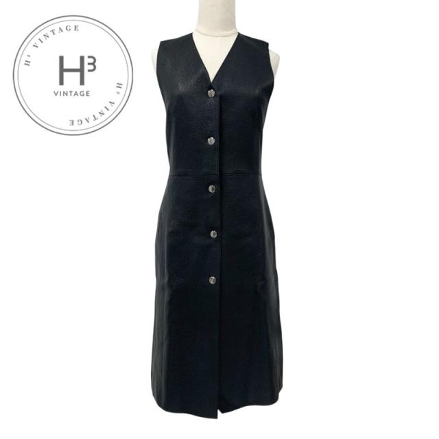 エルメス HERMES アウター 鹿革 ブラック ロングベスト ジレ セリエボタン