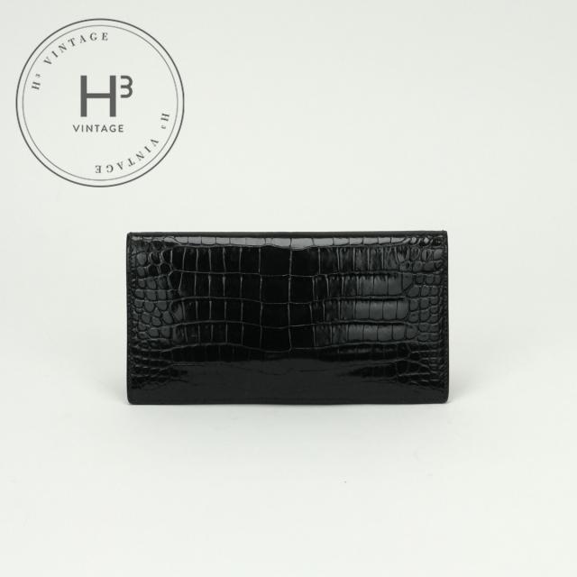 エルメス HERMES オオサカ 財布 長財布 ロングウォレット ポロサス クロコダイル ノワール noir ブラック Black 黒