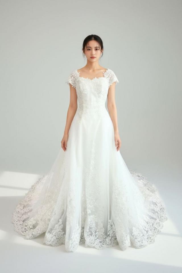 カツラユミ KATURAYUMI Aライン ウェディングドレス ホワイト 白 ファーストオーナー オフショルダー 刺繍