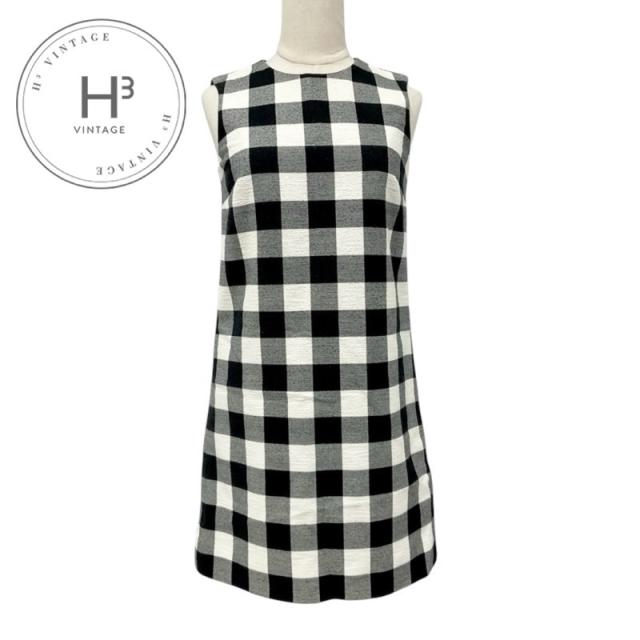 ドルチェアンドガッバーナ DOLCE&GABBANA ワンピース コットン ブラック ホワイト バックジップ チェック