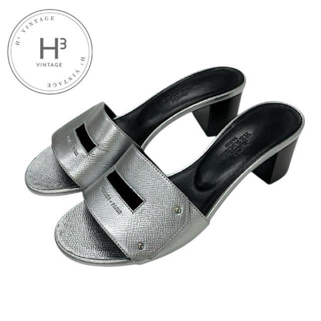 エルメス HERMES ヴェリー サンダル 靴 シューズ レザー シルバー ケリークラスプ ミュール