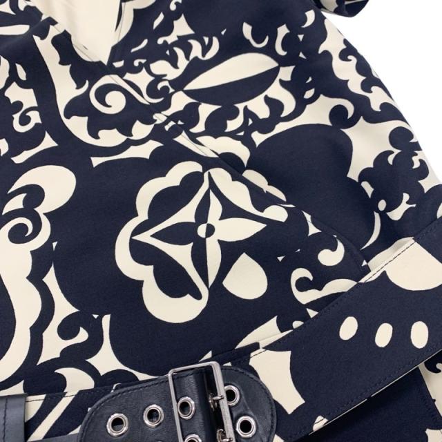 ルイヴィトン LOUIS VUITTON ワンピース ウール アイボリー ブラック モノグラムフラワー ベルト ルイヴィトン LOUIS VUITTON ワンピース ウール アイボリー ブラック