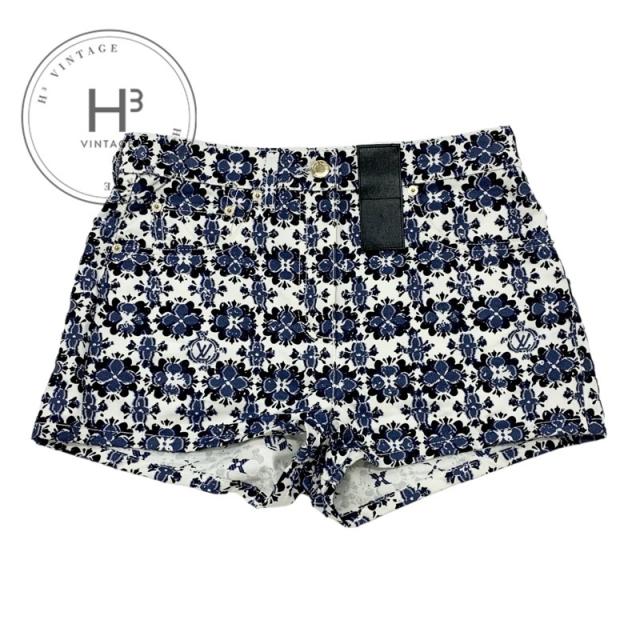 ルイヴィトン LOUIS VUITTON モノグラム ボトムス コットン ポリエステル ホワイト ブルー ブラック フラワー ショートパンツ