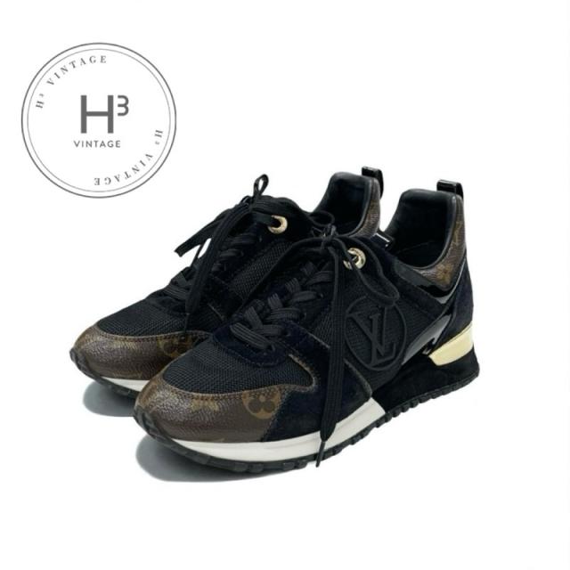 ルイヴィトン LOUIS VUITTON ランアウェイライン モノグラム スニーカー 靴 シューズ レザー ファブリック スエード ブラック ブラウン