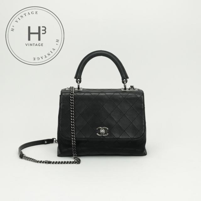 シャネル CHANEL マトラッセ ココハンドル バッグ トートバッグ ショルダーバッグ カーフスキン ブラック black 黒 シルバー金具