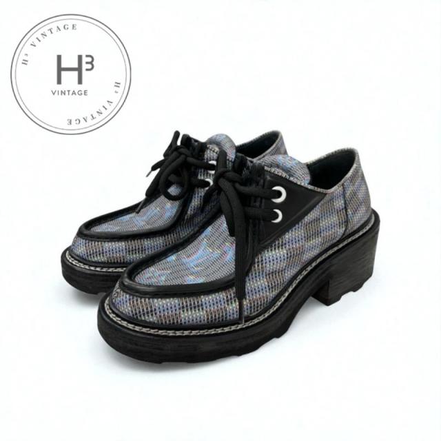 ルイヴィトン LOUIS VUITTON ボブールライン モノグラム ローファー 革靴 靴 シューズ レザー ブラック マルチカラー ダービーシューズ