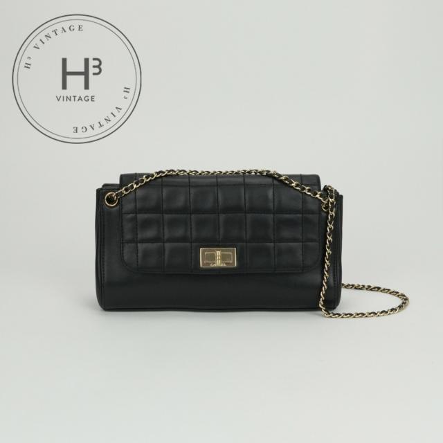 シャネル CHANEL チョコバー 2.55 バッグ ショルダーバッグ ラムスキン ブラック 黒 ゴールド金具 チェーンショルダーバッグ