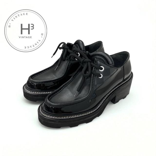 ルイヴィトン LOUIS VUITTON ボブールライン ローファー 革靴 靴 シューズ パテント レザー ブラック ダミエ ダービーシューズ