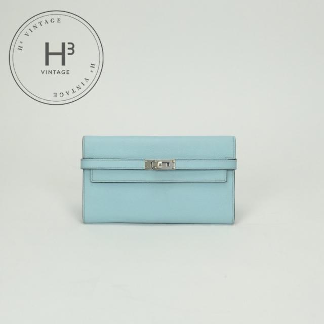 エルメス HERMES ケリーウォレット ケリーウォレットロング 財布 長財布 ロングウォレット エプソン ブルーゼフィール Bluezephyr ブルー