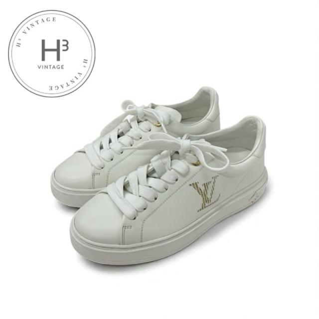 ルイヴィトン LOUIS VUITTON タイムアウトライン スニーカー 靴 シューズ レザー ホワイト ゴールド ロゴ