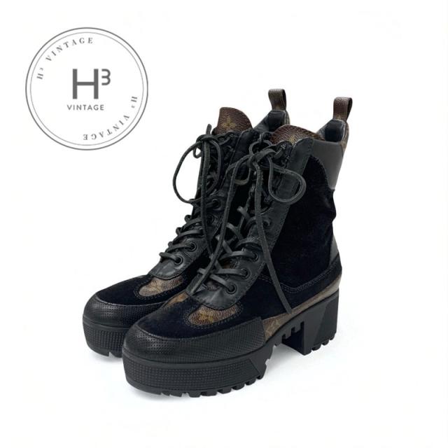 ルイヴィトン LOUIS VUITTON ローリエートライン モノグラム ブーツ ショートブーツ 靴 シューズ スエード レザー ブラック ブラウン