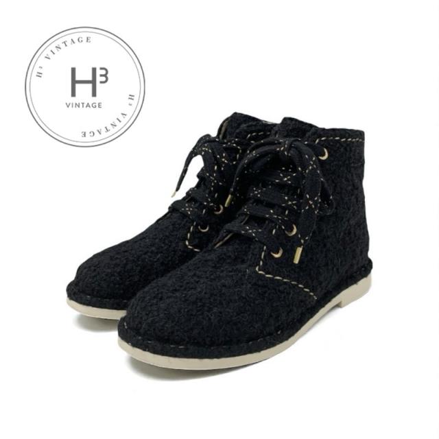 シャネル CHANEL ブーツ ショートブーツ 靴 シューズ ツイード ブラック ゴールド 黒 ココマーク レースアップ