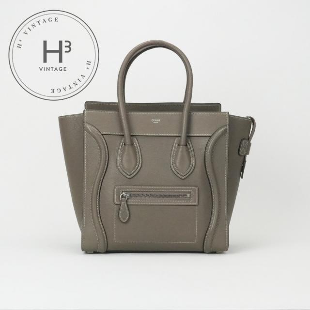 セリーヌ CELINE ラゲージ マイクロ マイクロラゲージ ラゲージマイクロ バッグ トートバッグ ドラムドカーフスキン スリ グレー シルバー金具