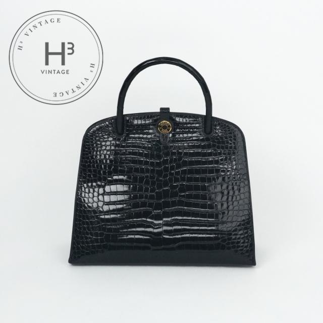 エルメス HERMES ダルヴィMM ダルヴィ MM バッグ トートバッグ ポロサス クロコダイル ノワール ブラック 黒 ゴールド金具