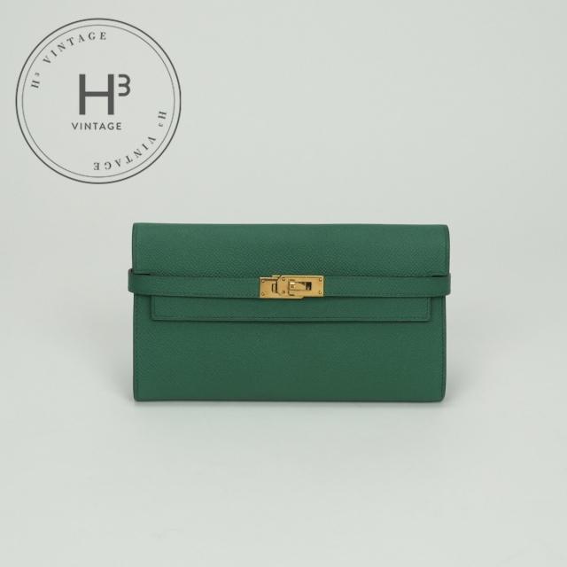 エルメス HERMES ケリーウォレット ケリーウォレットロング 財布 長財布 ロングウォレット エプソン ヴェールヴェルティゴ Vert Vertigo