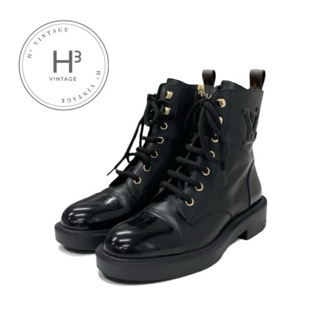 ルイヴィトン LOUIS VUITTON シチズンライン モノグラム ブーツ ショートブーツ 靴 シューズ レザー ブラック 黒 ロゴ レースアップ
