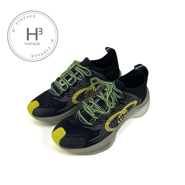 グッチ GUCCI RUN スニーカー 靴 シューズ ファブリック ブラック イエロー 未使用 インターロッキングG ロゴ