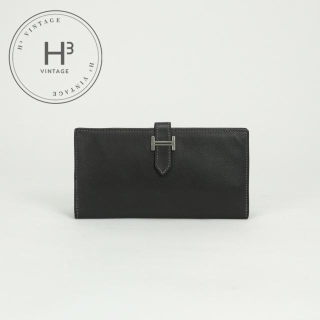 エルメス HERMES ベアンクラシック ベアン クラシック 財布 長財布 ロングウォレット エプソン グラファイト Graphite グレー Gray