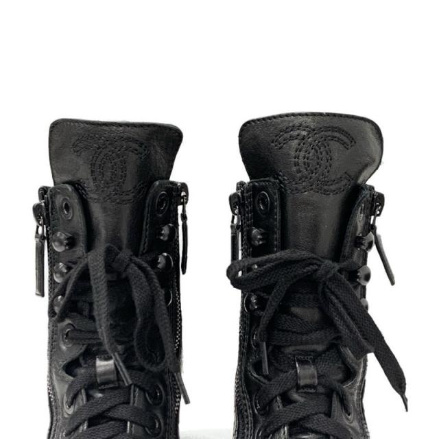 シャネル CHANEL ブーツ ショートブーツ 靴 シューズ レザー ブラック