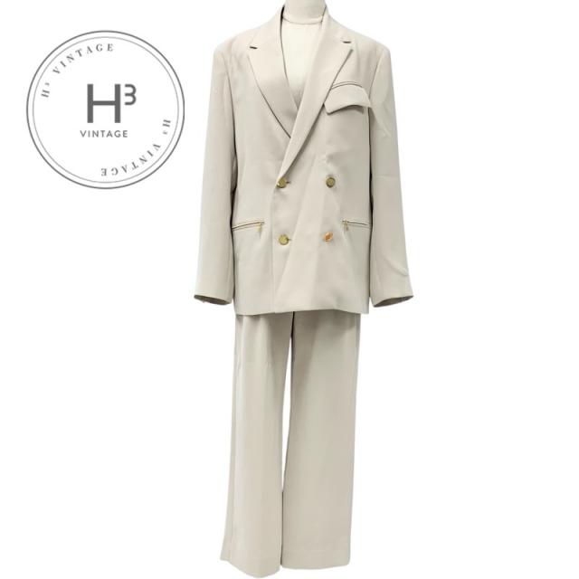 クルニ CULLNI セットアップ ジャケット パンツ ポリエステル 24AW タックパンツ ベージュ ゴールド