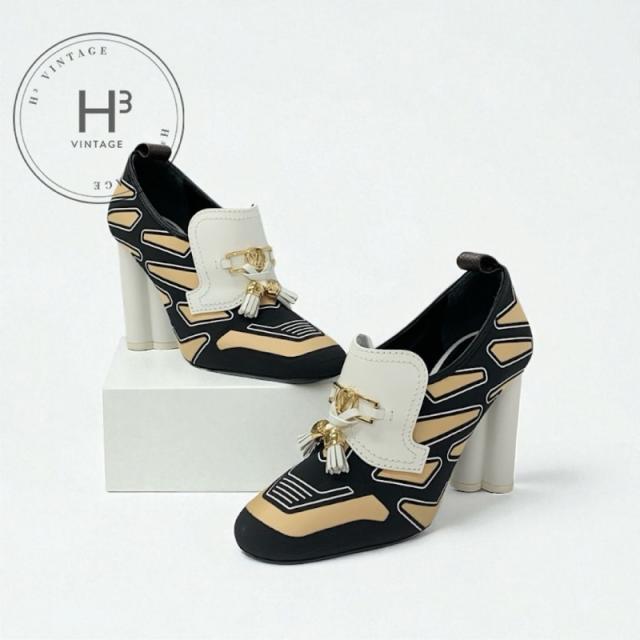 ルイヴィトン LOUIS VUITTON スウィフトライン モノグラム パンプス 靴 シューズ レザー ファブリック ブラック ベージュ ホワイト