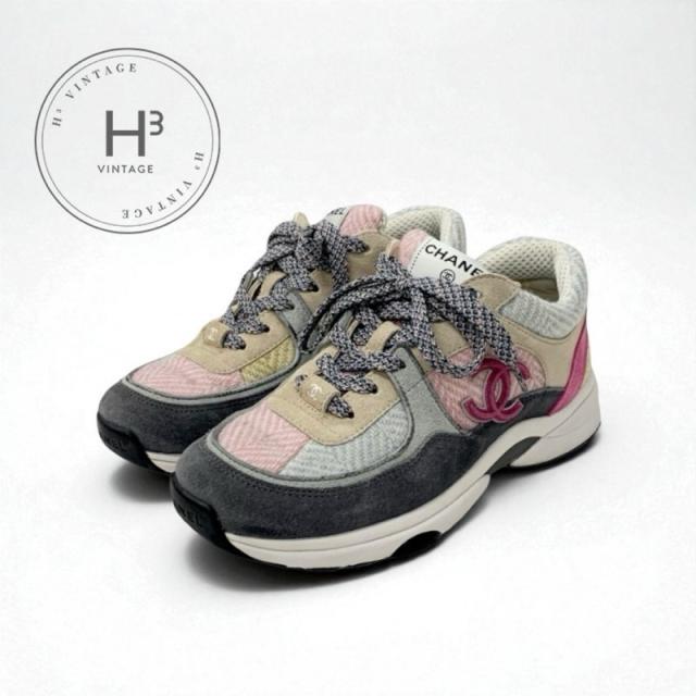 シャネル CHANEL スニーカー 靴 シューズ ファブリック スエード マルチカラー ココマーク