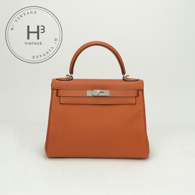 エルメス HERMES ケリー28 ケリー 28 バッグ トートバッグ ショルダーバッグ トリヨンクレマンス オレンジ Orange シルバー金具 V字