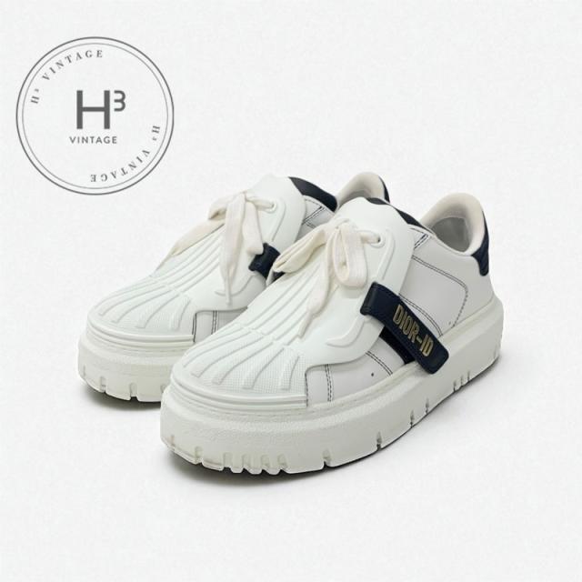 クリスチャンディオール CHRISTIAN DIOR Dior-ID スニーカー 靴 シューズ レザー ラバー ホワイト ブラック ロゴ ベルクロ