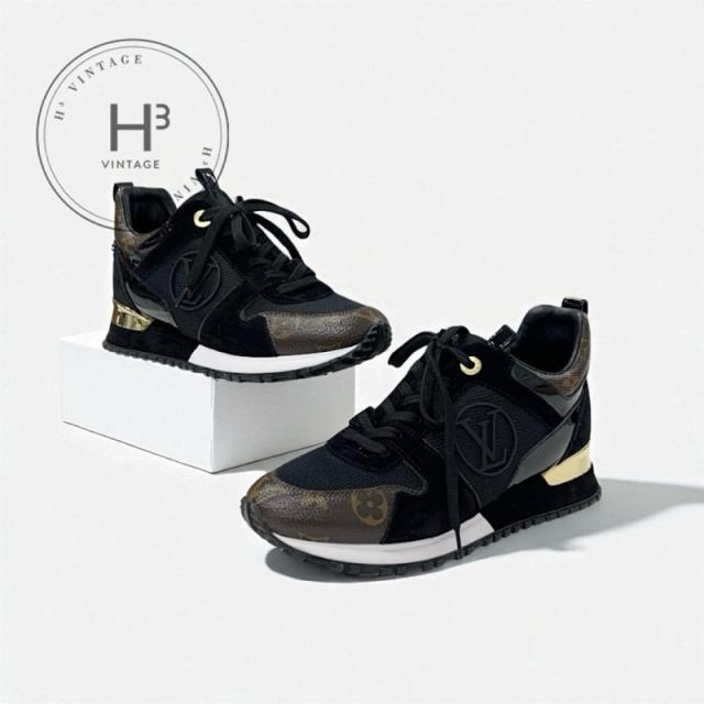 ルイヴィトン LOUIS VUITTON ランアウェイライン モノグラム スニーカー 靴 シューズ レザー パテント スエード ブラック ブラウン