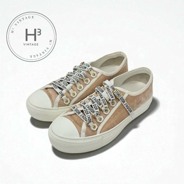 クリスチャンディオール CHRISTIAN DIOR WALKNDIOR スニーカー 靴 シューズ ベロア ピンク ホワイト ロゴ