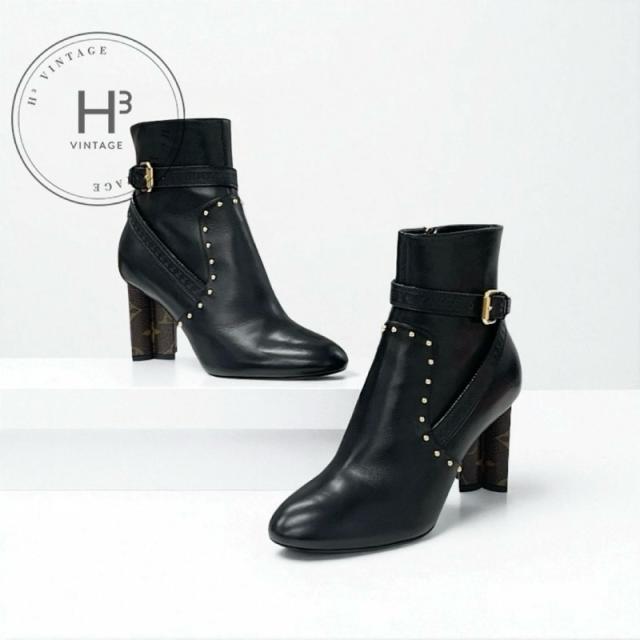 ルイヴィトン LOUIS VUITTON シルエットライン モノグラム ブーツ ショートブーツ 靴 シューズ レザー ブラック ブラウン