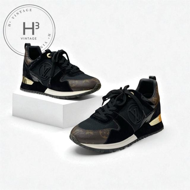 ルイヴィトン LOUIS VUITTON ランアウェイライン モノグラム スニーカー 靴 シューズ レザー ファブリック スエード ブラック ブラウン