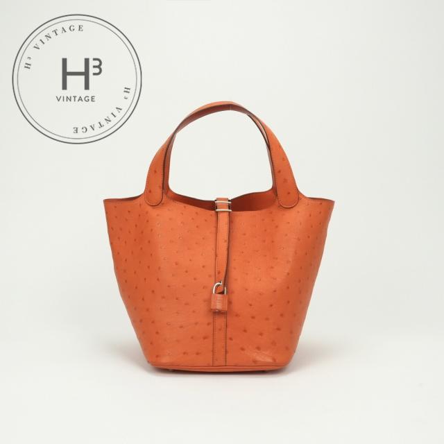 エルメス HERMES ピコタンロックMM ピコタンロック MM ピコタンロック22 バッグ トートバッグ オーストリッチ タンジェリン　Tangerine