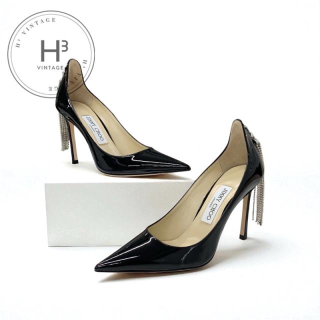 ジミーチュウ JIMMY CHOO SPRUCE95 パンプス 靴 シューズ パテント ブラック 黒 未使用 スター ラインストーン パーティーシューズ