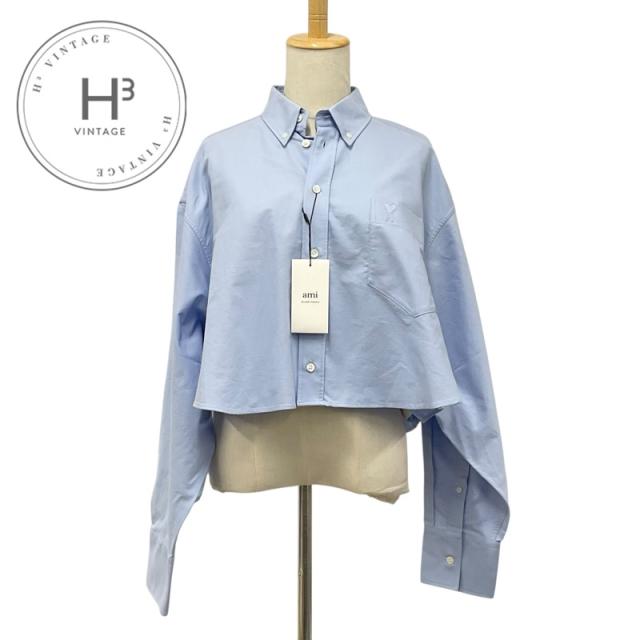 アミパリス Ami Paris トップス コットン ブルー ロゴ Ami De Coeur クロップド オーバーサイズ シャツ