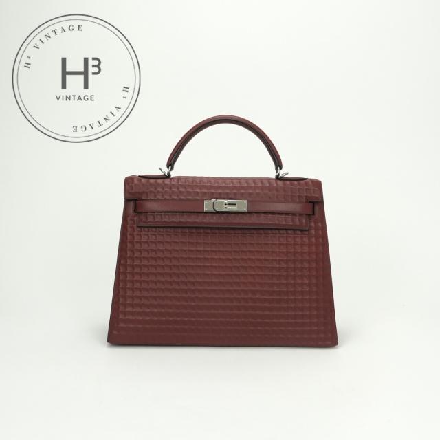 エルメス HERMES ケリー32 ケリー 32 バッグ トートバッグ ワッフル ドゥイッチ ルージュアッシュ RougeH レッド Red 赤 シルバー金具