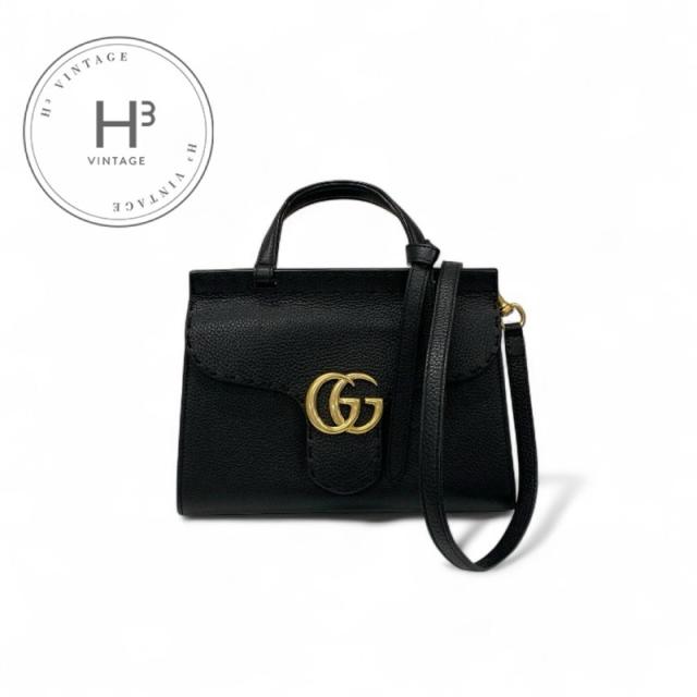 グッチ GUCCI バッグ ショルダーバッグ ブラック 黒 ゴールド GGマーモント ミニトップハンドルバッグ 2way ハンドバッグ