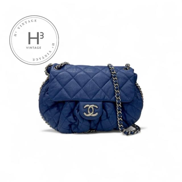 シャネル CHANEL バッグ ショルダーバッグ ブルー シルバー ココマーク シングルフラップ シングルチェーン