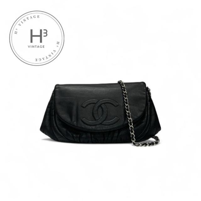 シャネル CHANEL バッグ ショルダーバッグ レザー ブラック シルバー ココマーク チェーンショルダーバッグ チェーンウォレット