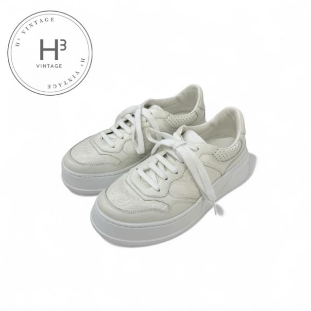 グッチ GUCCI スニーカー 靴 シューズ レザー ホワイト 白 GGエンボス インターロッキングG ロゴ