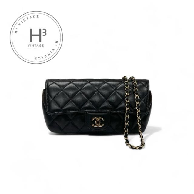 シャネル CHANEL バッグ ショルダーバッグ ラムスキン ブラック ゴールド ココマーク マトラッセ メガネケース チェーン