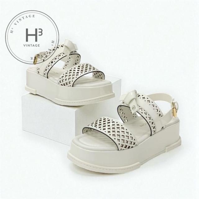 ルイヴィトン LOUIS VUITTON マヤライン サンダル 靴 シューズ パテント ホワイト 白 未使用 LVロゴ モノグラムフラワー ストラップ