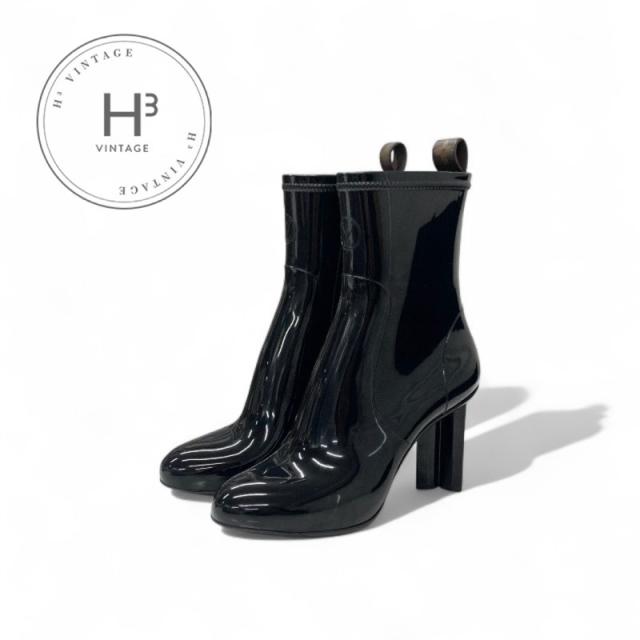 ルイヴィトン LOUIS VUITTON シルエットライン ブーツ ショートブーツ 靴 シューズ ラバー ブラック 黒 ロゴ アンクルシブーツ