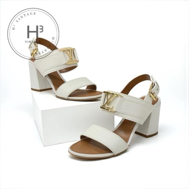 ルイヴィトン LOUIS VUITTON ホライズンライン サンダル 靴 シューズ レザー ホワイト 白 ゴールド LV金具 ストラップ
