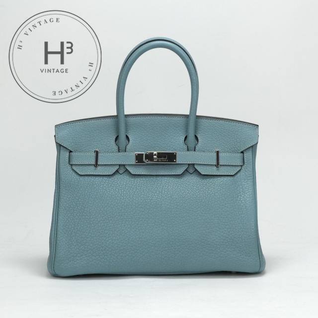 エルメス HERMES バーキン30 バーキン 30 バッグ トートバッグ フィヨルド シエル Ciel ブルー Blue 青 シルバー金具 ハンドバッグ