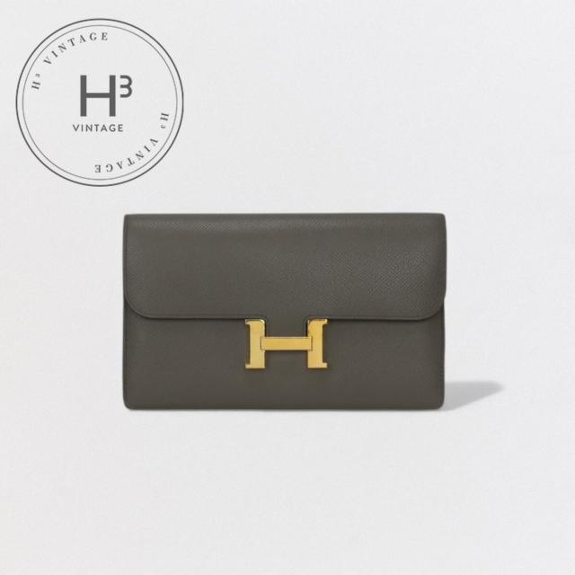 エルメス HERMES コンスタンスロング コンスタンス ロング 財布 長財布 ロングウォレット エプソン エタン Etain グレー Gray