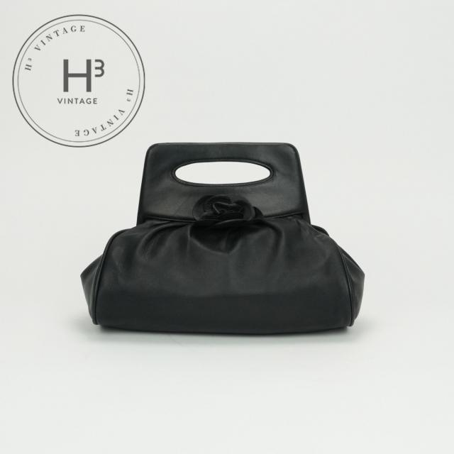 シャネル CHANEL カメリア バッグ トートバッグ ラムスキン ブラック Black 黒 シルバー金具 ハンドバッグ